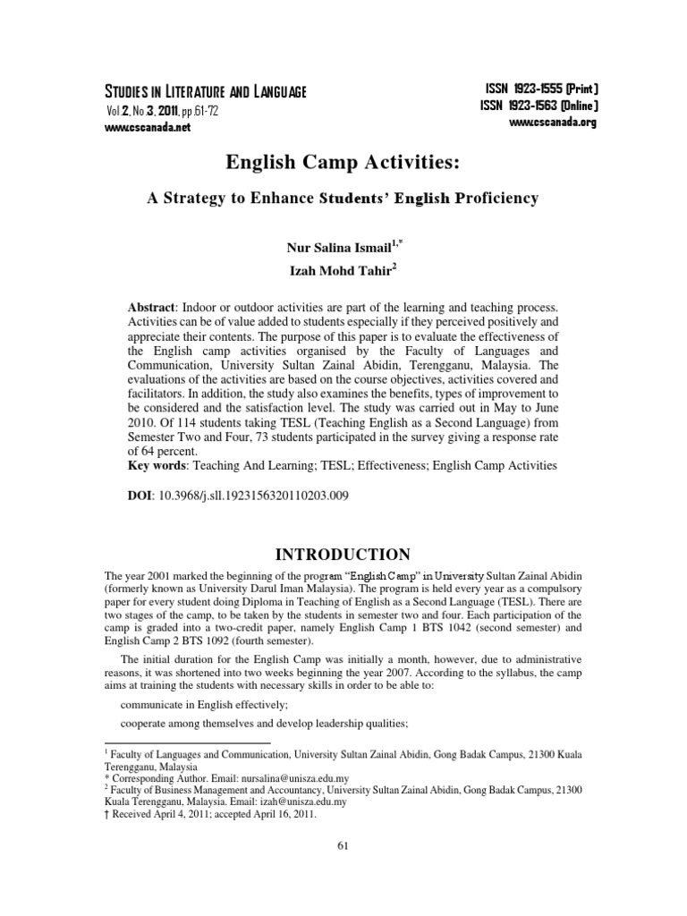 English Camp Activities A Strategy To en | PDF | Second Language ...