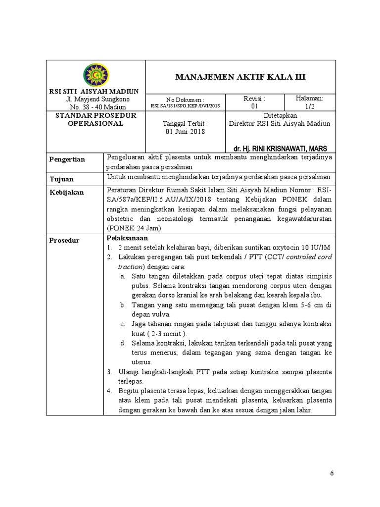 Manajemen Aktif Kala III Persalinan | PDF