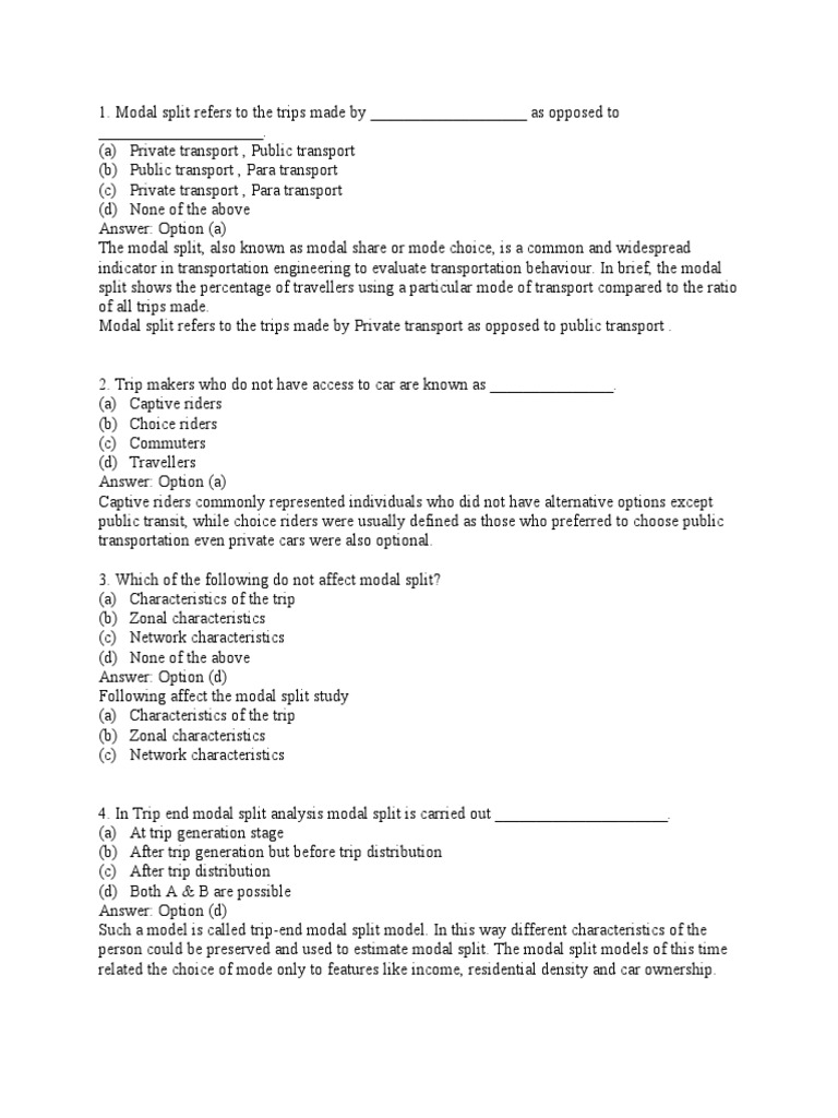 Questions - Trasportation | PDF | Rapid Transit | Public Transport