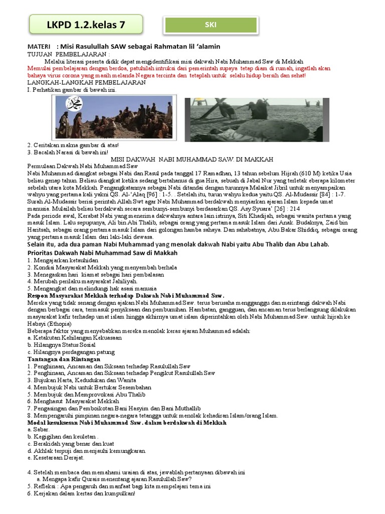 LKPD Ski 1.2 KLS 7 | PDF | Agama & Spiritualitas