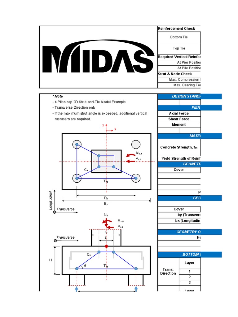 (Midasbridge - Com) 2D - Strut-and-Tie Model For 4piles Cap | PDF ...