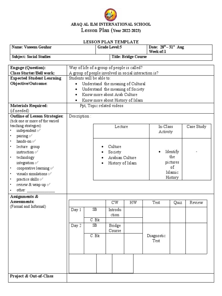 Social Studies G-7 Lesson Plan | PDF | Lesson Plan | Change