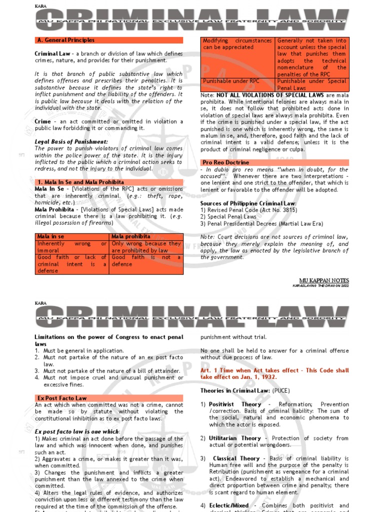 Criminal Law 1 MKP Notes.v03 | PDF | Criminal Law | Crimes