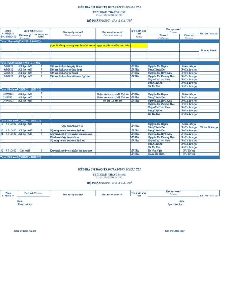 SPA Training Plan - September To December - 2022 - 3 | PDF