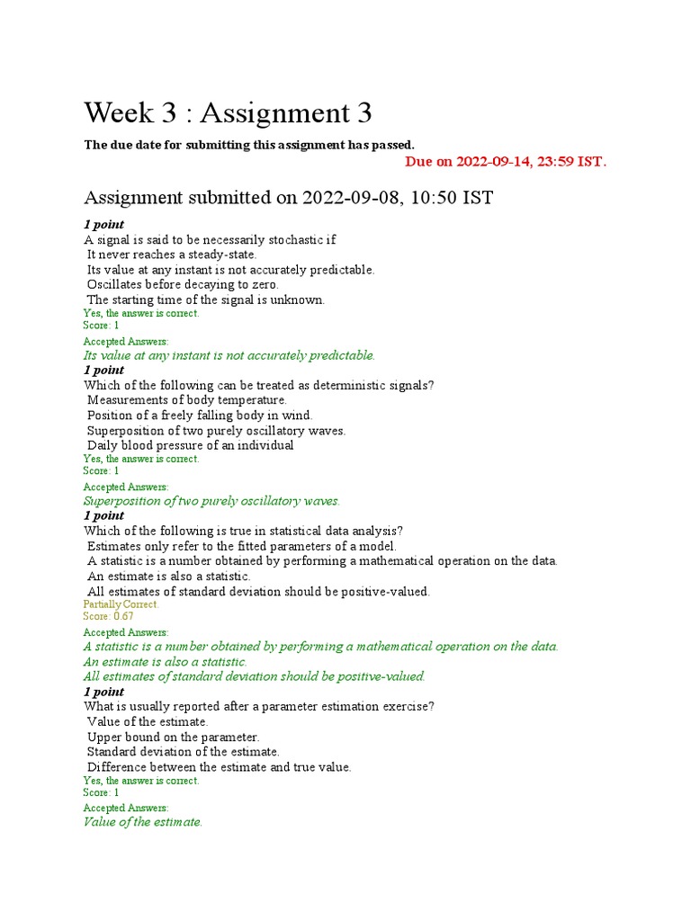 Week 3 Assignment | PDF | Estimator | Bias Of An Estimator