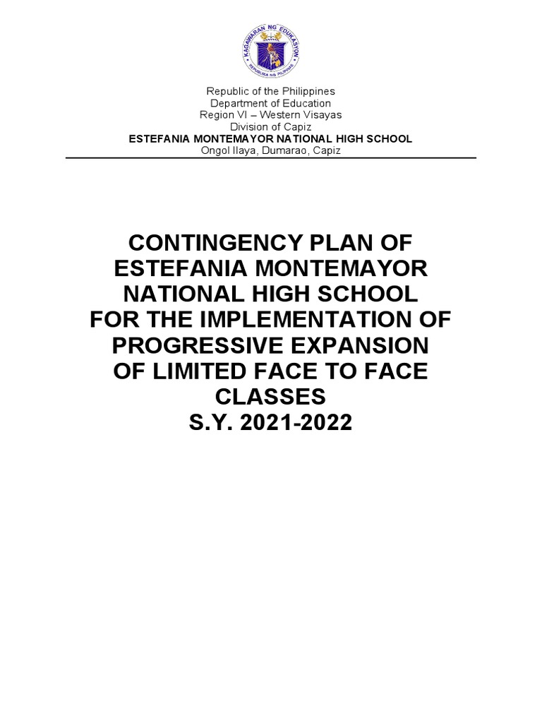 Contingency Plan | PDF | Learning | Quarantine