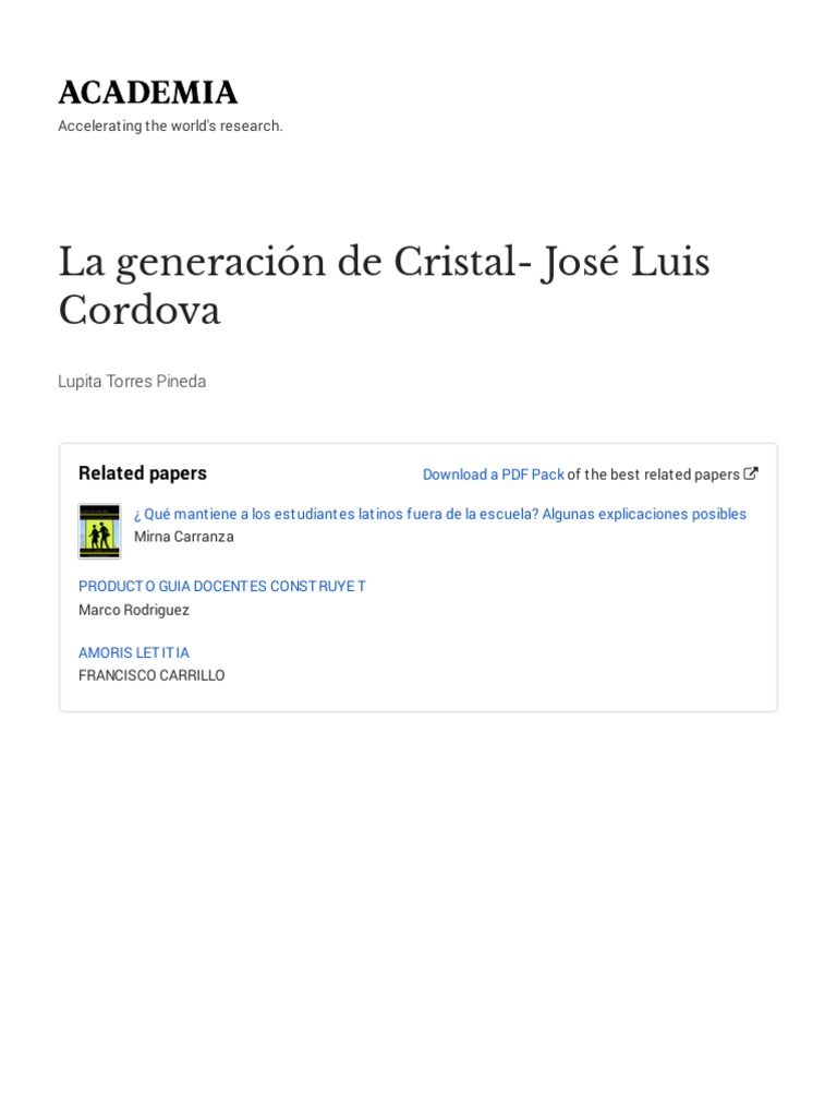 La Generacion de Cristal - Jose Luis Cordova - With-Cover-Page-V2 | PDF | Pensamiento | Valor