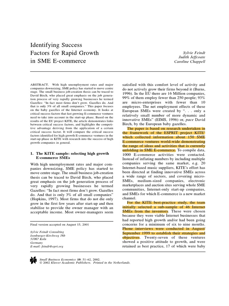 Identifying Success Factors For Rapid Growth in SME E-Commerce | PDF ...