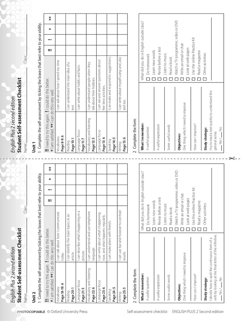 2e Level 2 Self-Assessment Checklist | PDF | Vocabulary | English Language 2e Level 2 Self-Assessment Checklist | PDF | Vocabulary | English Language