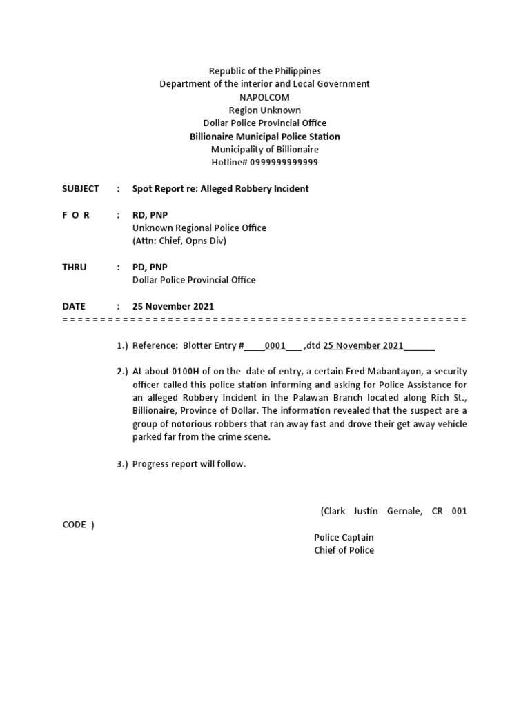 Spot Report Activity 6 | PDF