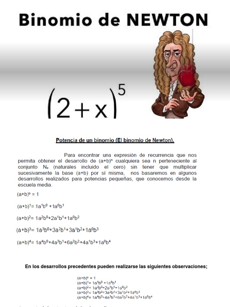 Binomio de Newton | PDF | Conceptos matemáticos | Álgebra