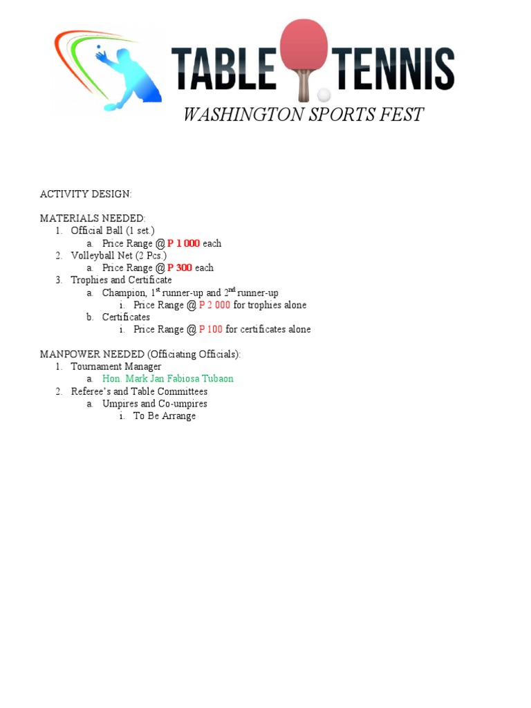 Table Tennis | PDF | Referee | Ball Games