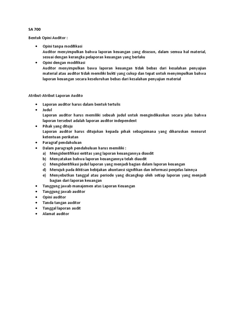 Ringkasan SA 700, 705, & 706 | PDF
