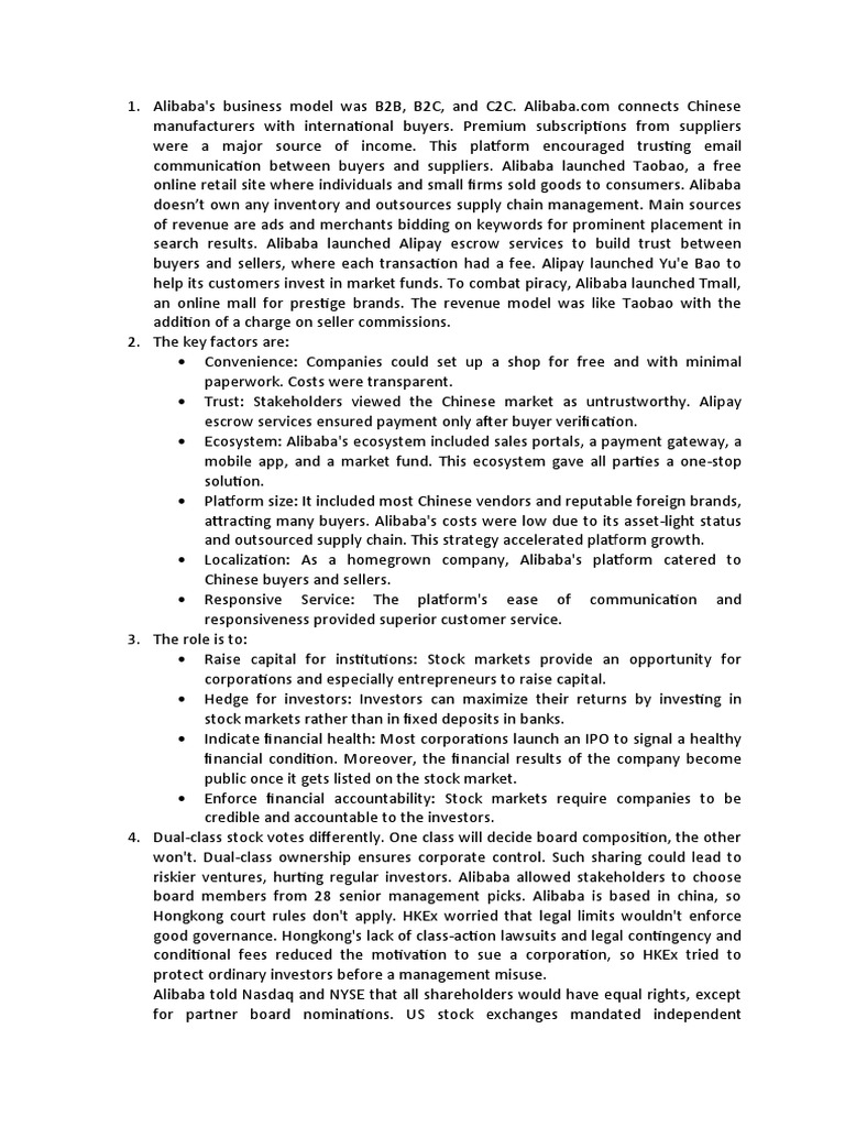 Alibaba Assignment 2 | Download Free PDF | Alibaba Group | Stocks