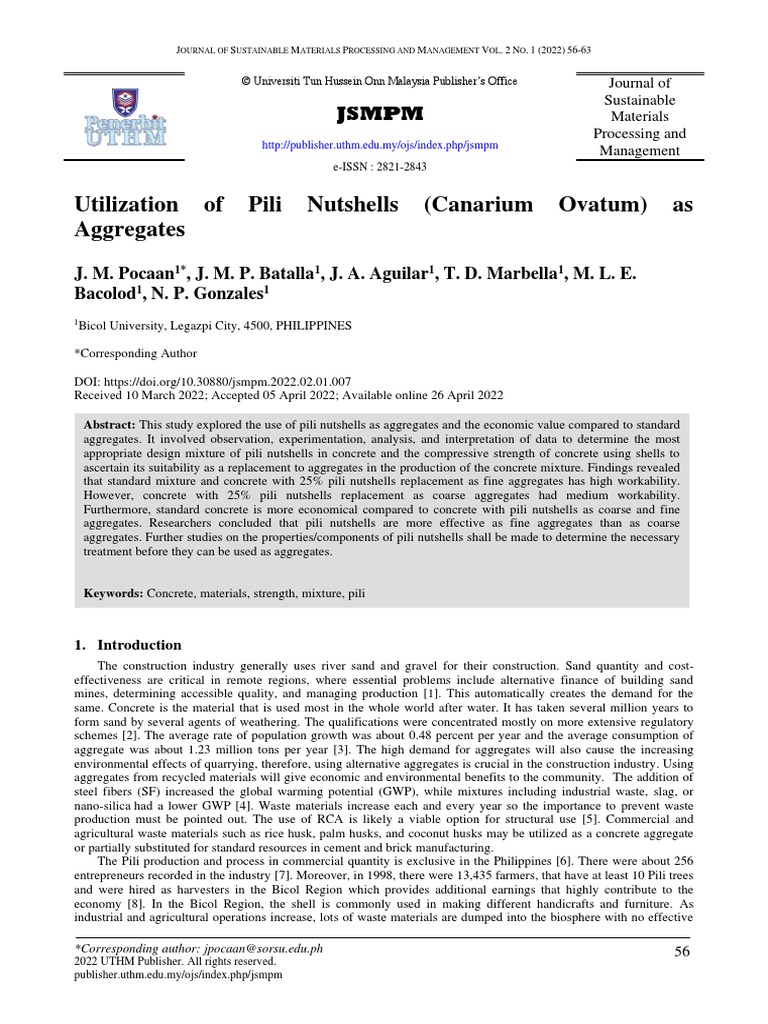 Pili Nutshell As Concrete Blocks | PDF | Concrete | Construction Aggregate