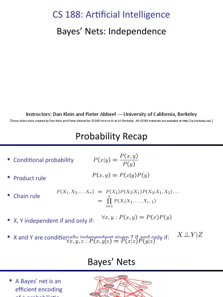 AI 17 Bayes Nets II Independence | PDF | Bayesian Network | Statistics
