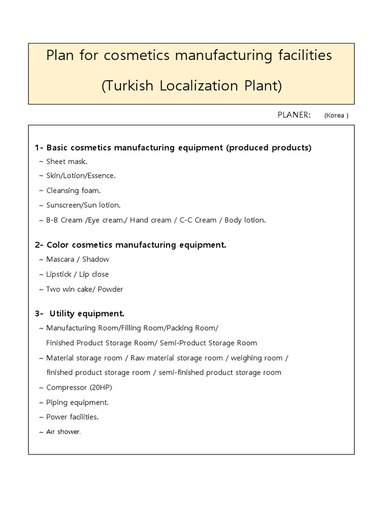 Turkish Cosmetic Factory Plan | PDF | Cosmetics | Beauty