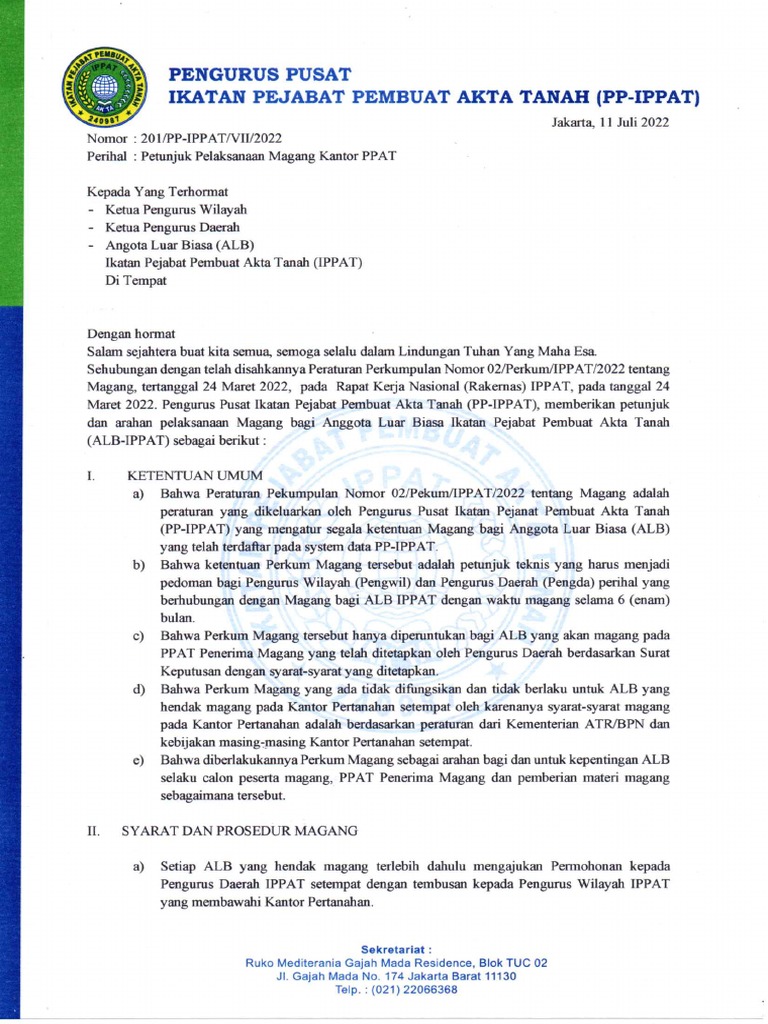 Petunjuk Magang Ppat | PDF