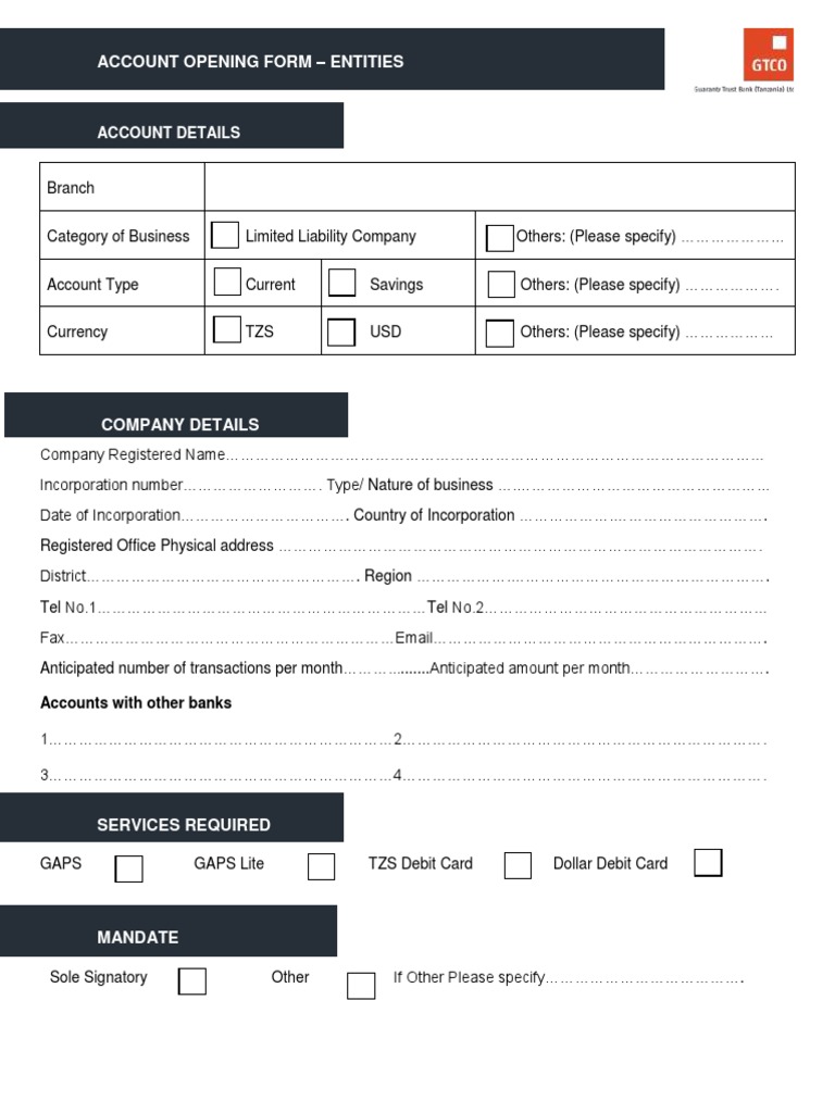 Revised Corporate Account Opening Form | PDF