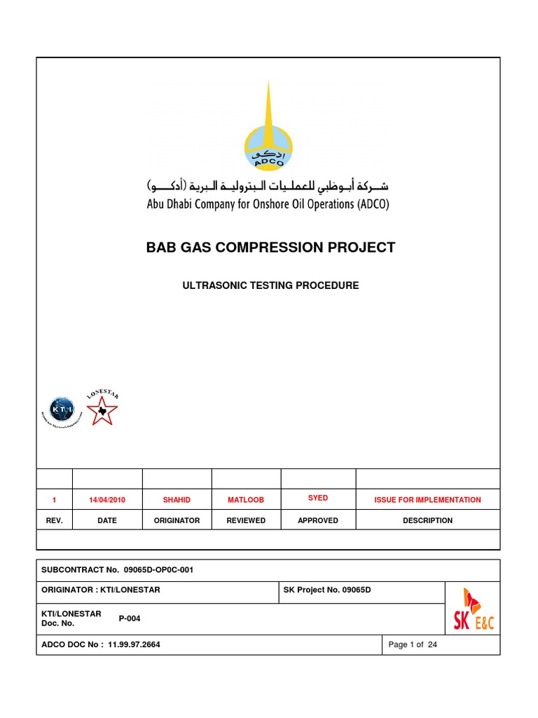 P-003 Ultrasonic Testing Procedure | PDF | Welding | Construction