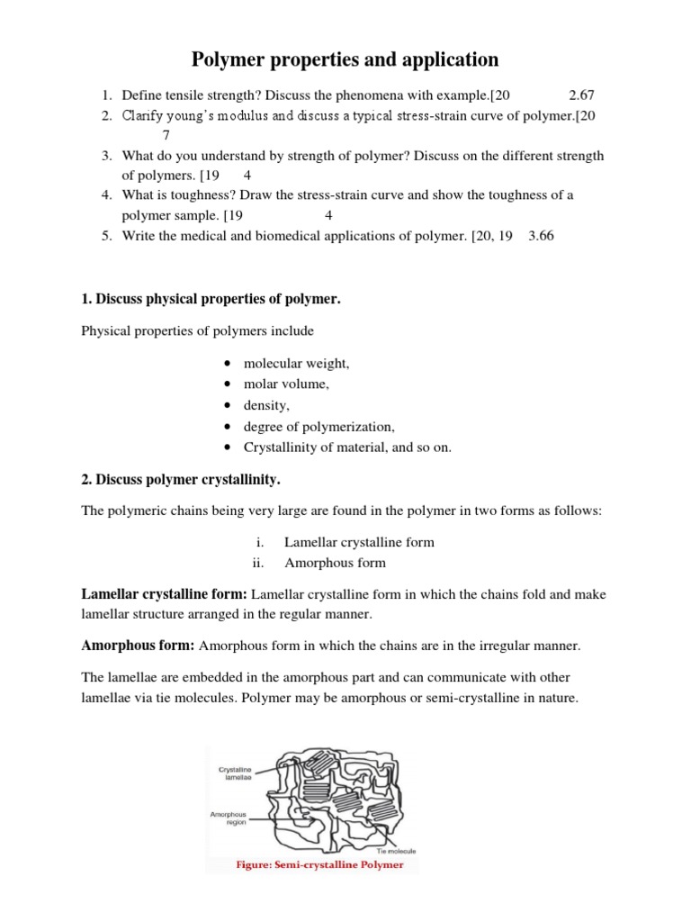 Polymer Properties and Application | Download Free PDF | Deformation (Engineering) | Polymers