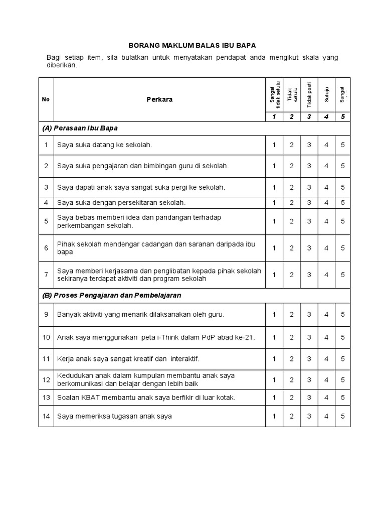 Soal Selidik Ibu Bapa | PDF