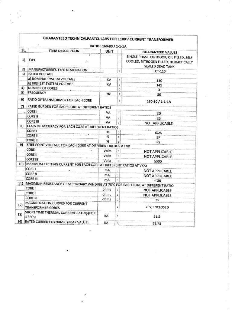110kV CT & PT Drawing & GTP | PDF