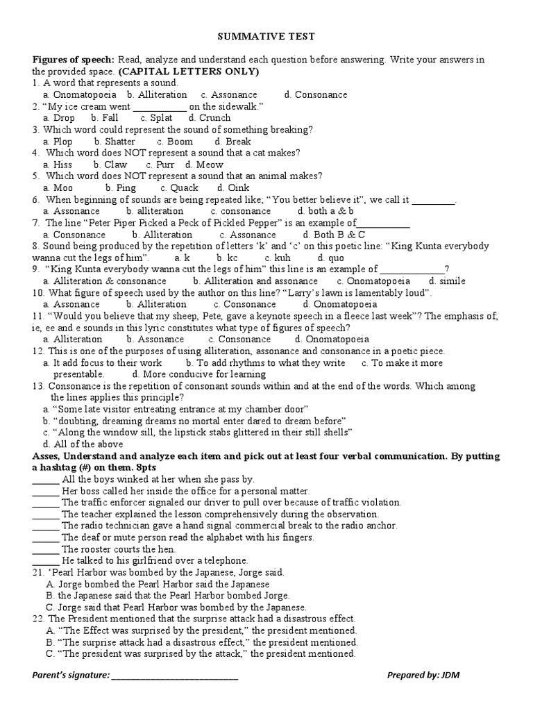 Summative Test | Download Free PDF | Linguistics | Human Communication