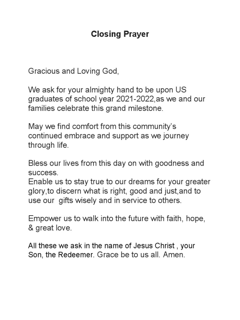 Closing Prayer | PDF | Religion & Spirituality | Lifestyle