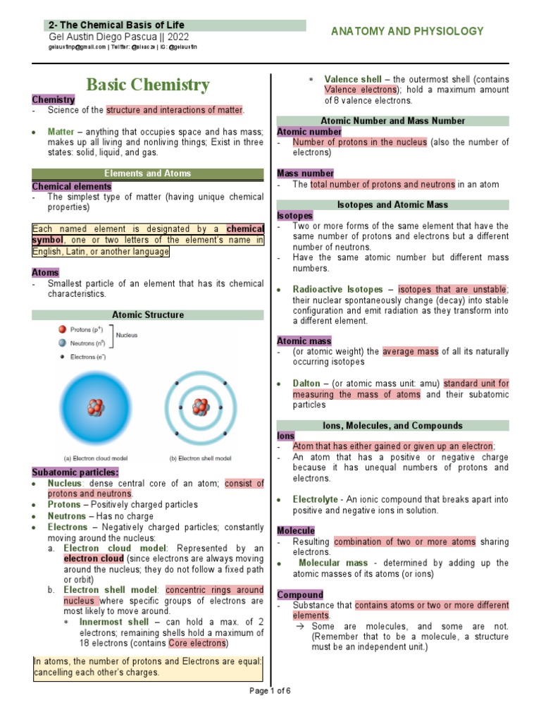 Chemical Basis of Life Overview | PDF | Ion | Chemistry