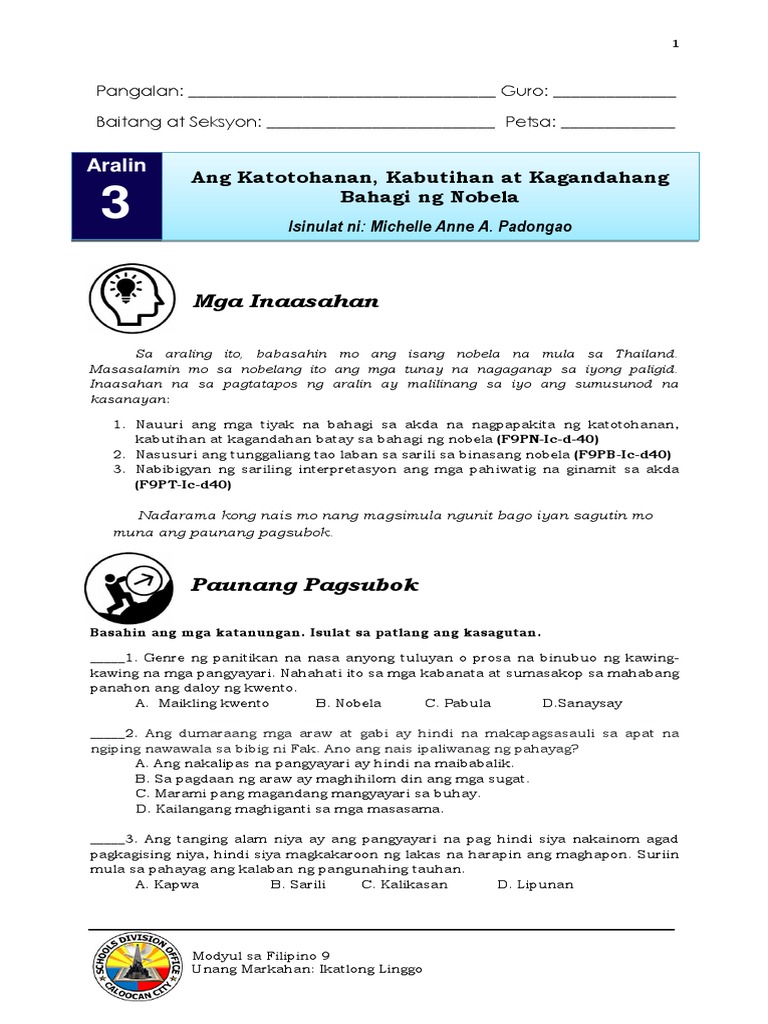 Filipino 9 Week 3 1 | PDF