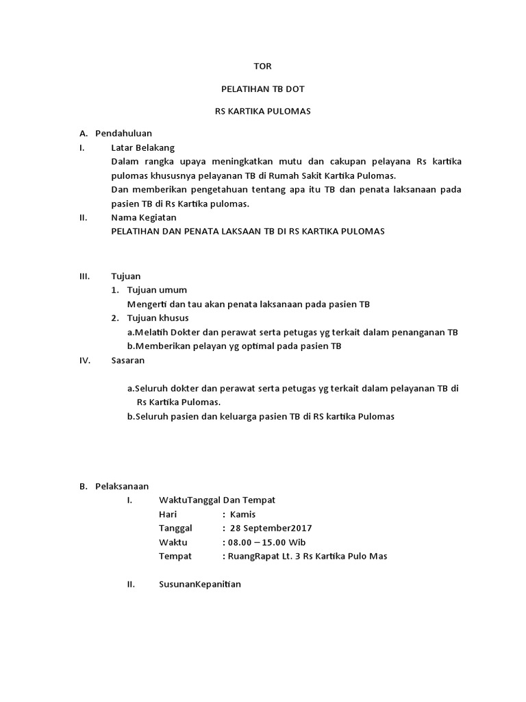 TOR TB Revisi | PDF