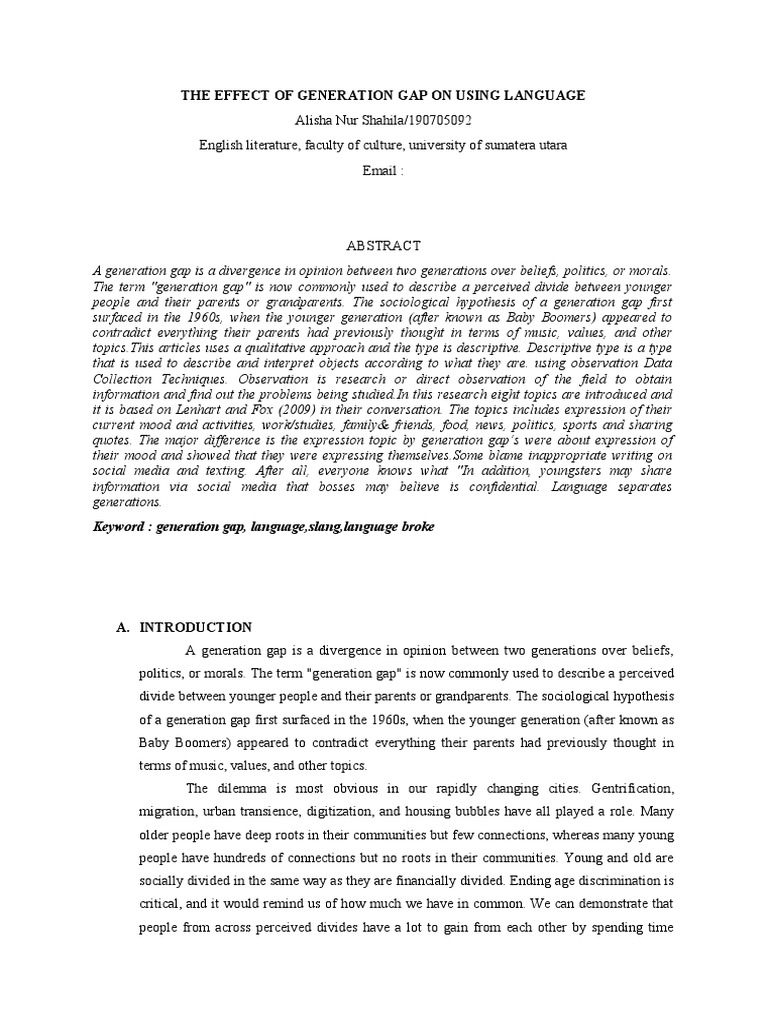 The Effect of Generation Gap On Using Language | PDF | Data | Observation