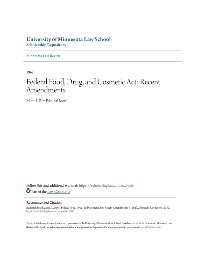 Federal Food Drug and Cosmetic Act - Recent Amendments | PDF | Food And ...