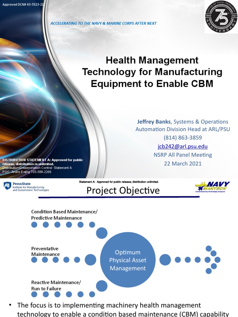 ManTech Project Health Management Technology For Manufacturing Equipment To Enable CBM ...