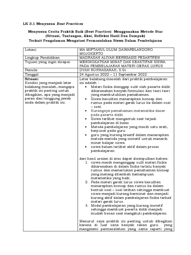 LK 3.1 Menyusun Best Practice | PDF