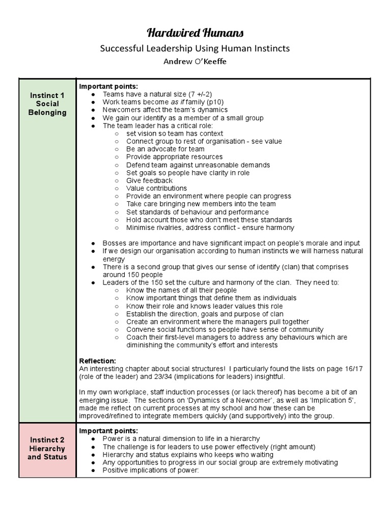Hardwired Humans by Andrew Okeeffe | PDF | Leadership | Emotions