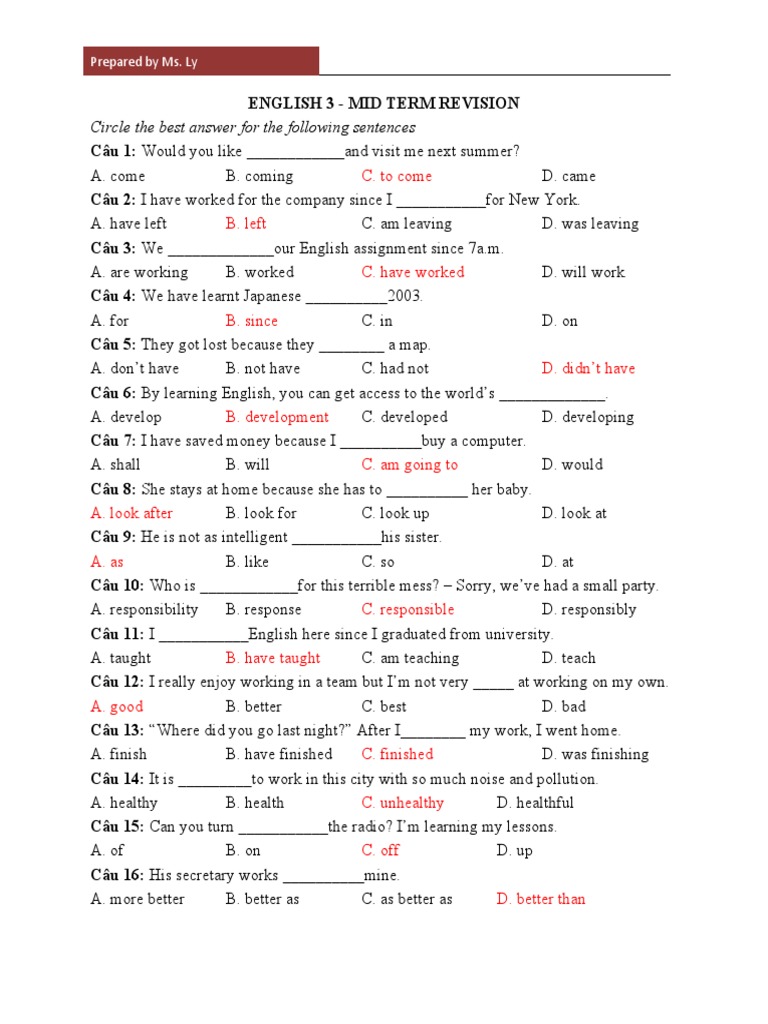 English 3 - Revision 1 | PDF