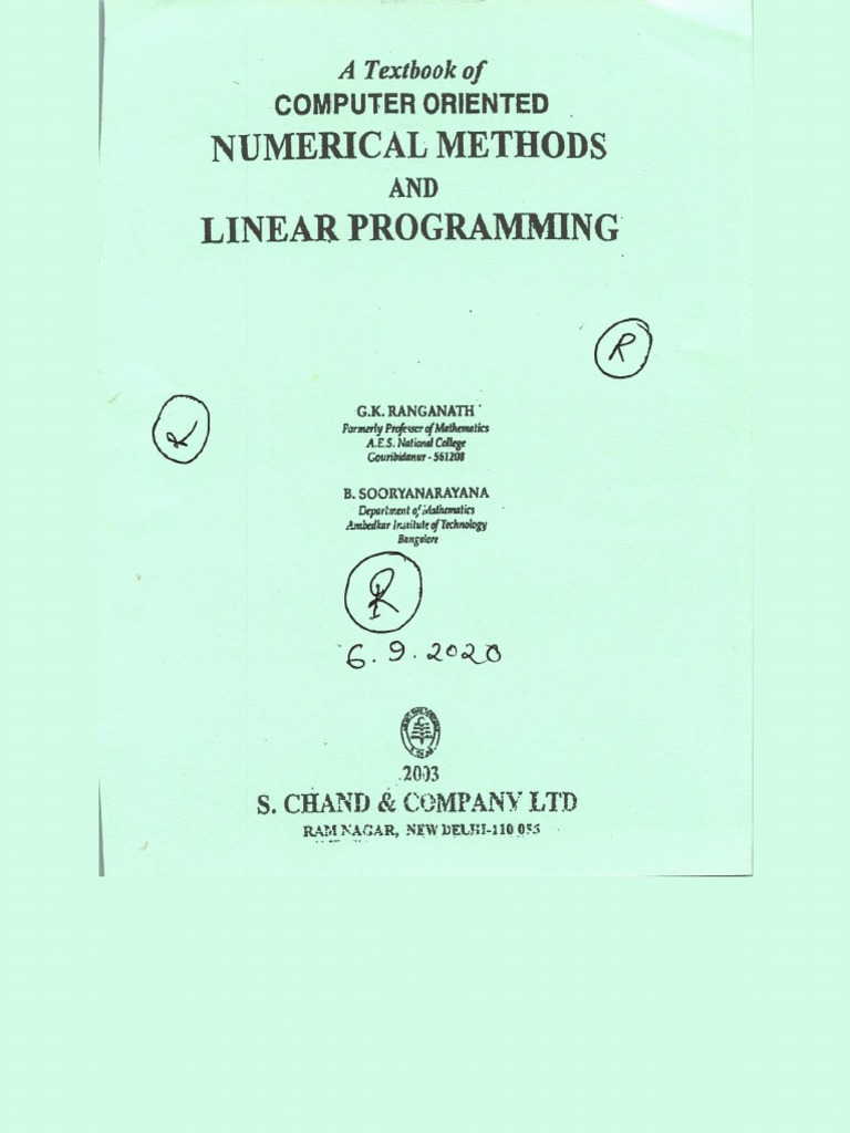 Textbook of Computer Oriented Numerical Methods and Linear Programming | PDF