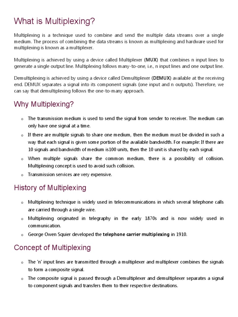 Multiplexing Pdf Multiplexing Modulation
