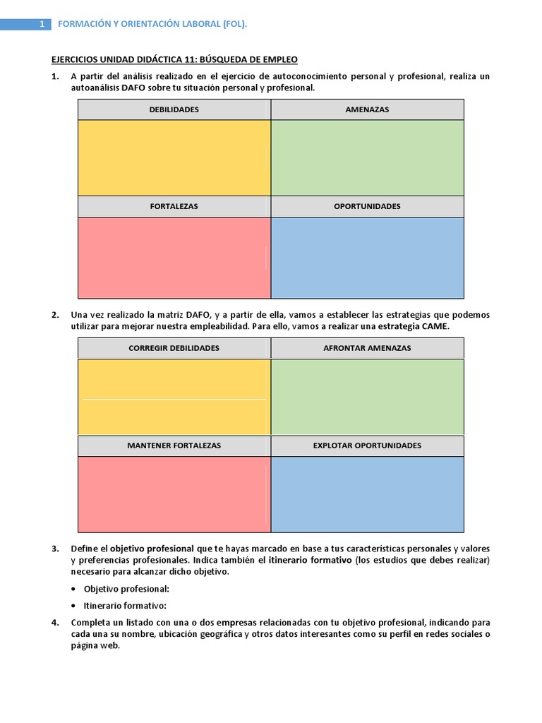 Ana Ordóñez Naranjo - EJERCICIOS UD11 | PDF | Análisis FODA | Business