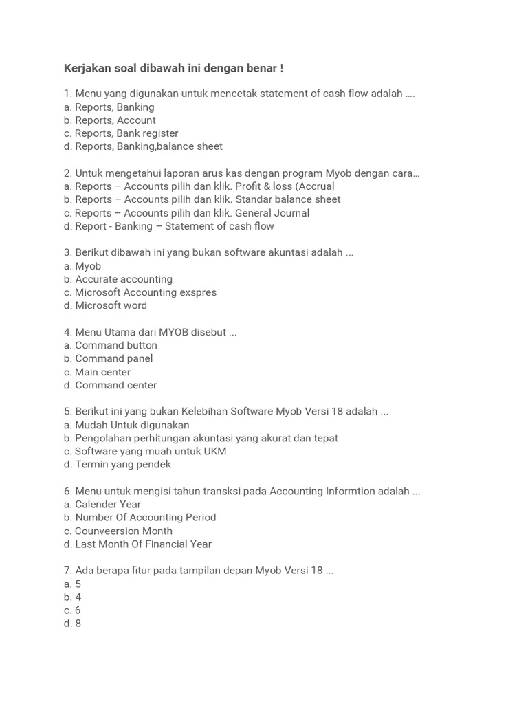 Soal Teori Myob | PDF