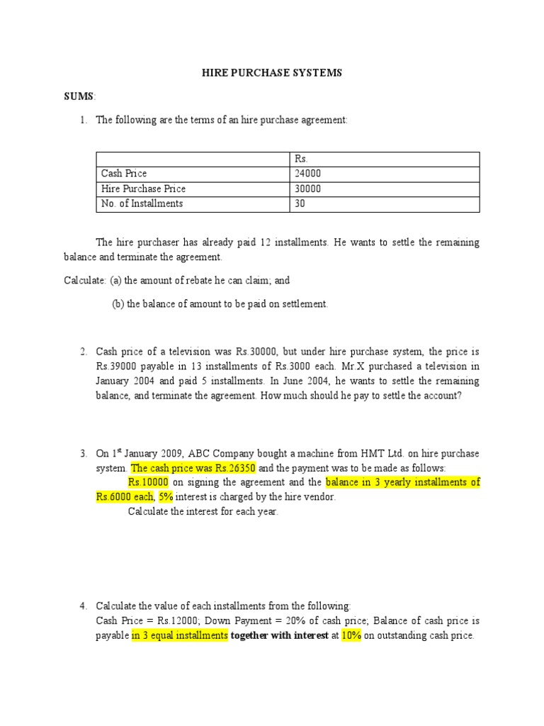 Hire Purchase Systems-1 (Replica) | PDF | Depreciation | Interest
