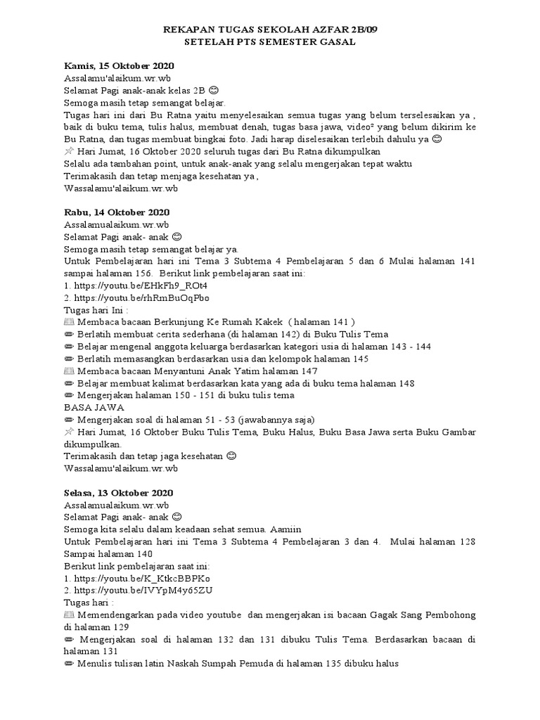 Rekapan Tugas Sekolah Azfar 2B | PDF