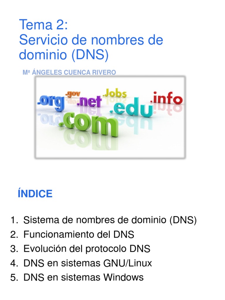 Tema 2 DNS 23434 | PDF | sistema de nombres de dominio | Nombre de dominio