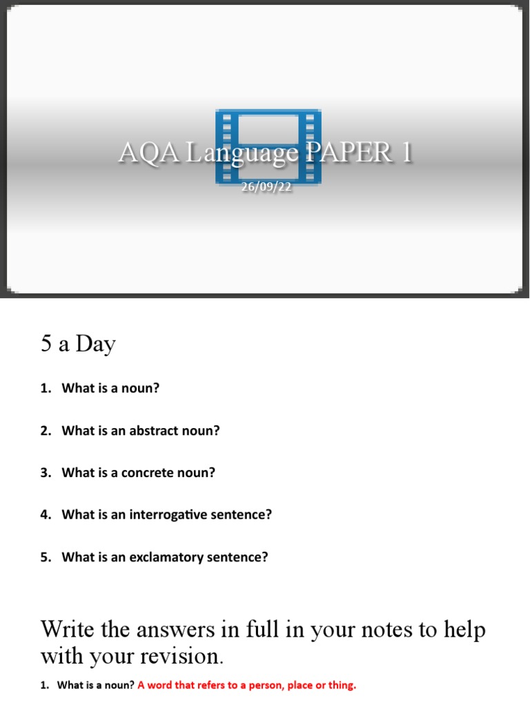 Aqa Language Paper 1 | PDF | Narration | Narrative