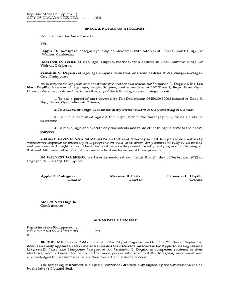 SPA (Sale of Land) | Download Free PDF | Power Of Attorney | Conveyancing