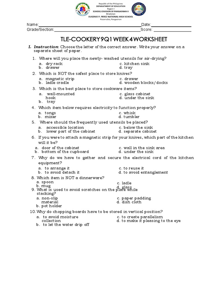 Tle9cookery - q1 - m4 - Safestoringofkitchentoolsandequipment - v3 ...