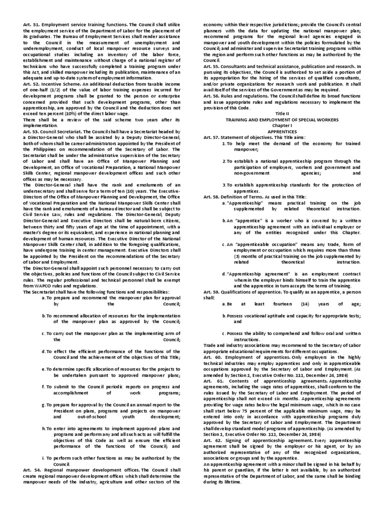 2ND Reading Labor | PDF | Apprenticeship | Employment