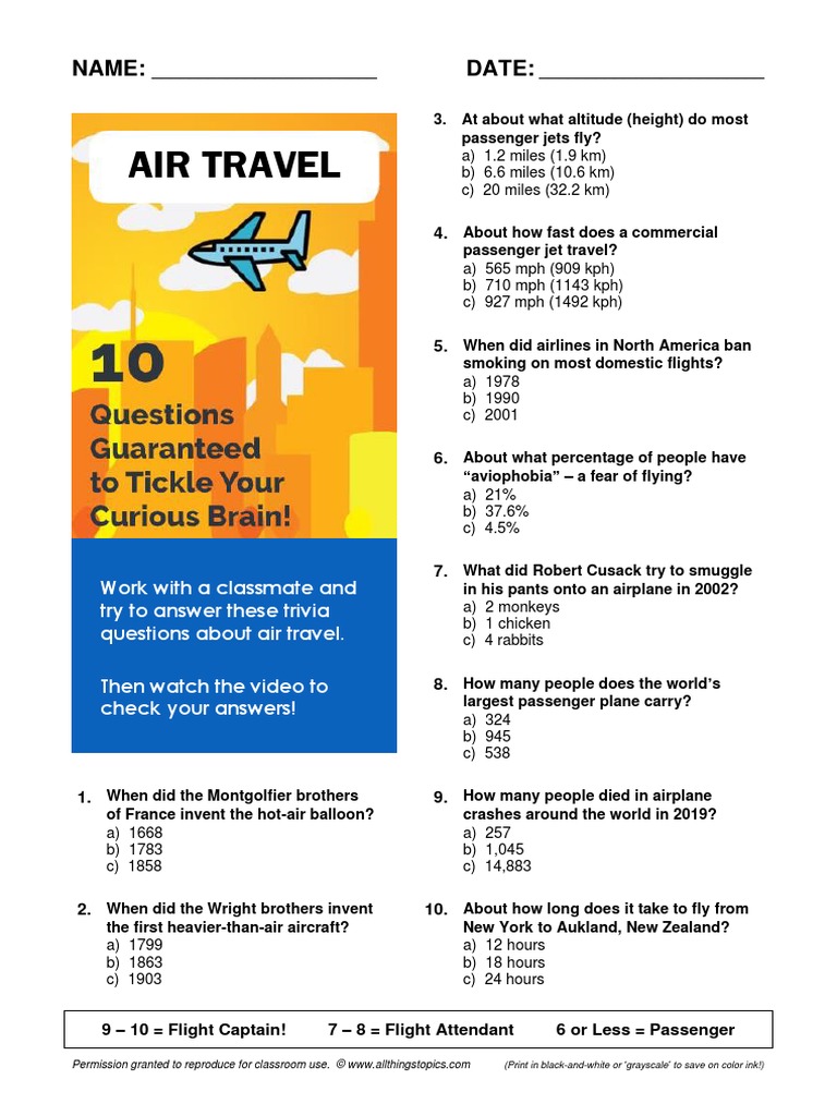 Quiz Master Air Travel Lesson | PDF | Aircraft | Aviation
